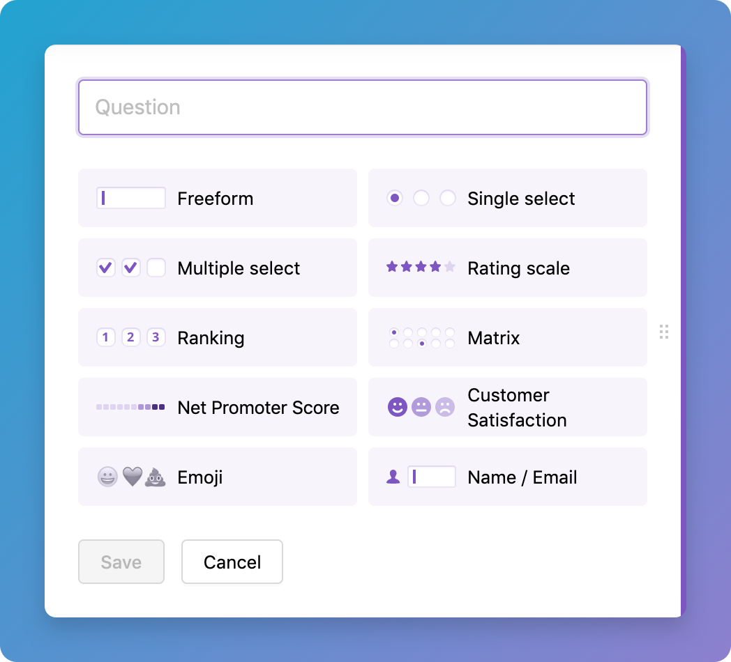 Embedded website surveys – Iterate
