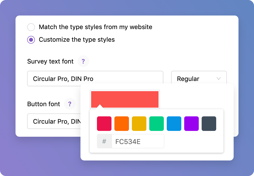 Embedded website surveys – Iterate